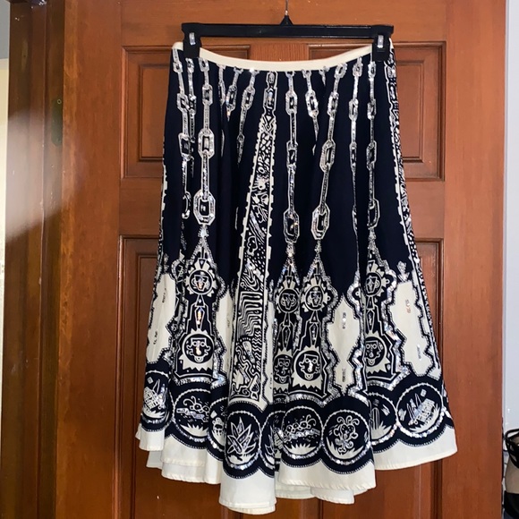 Papillion | Skirts | Papillon Black And Cream Circle Skirt With Silver ...